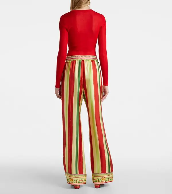 Dolce & Gabbana High-rise Striped Silk Palazzo Pants