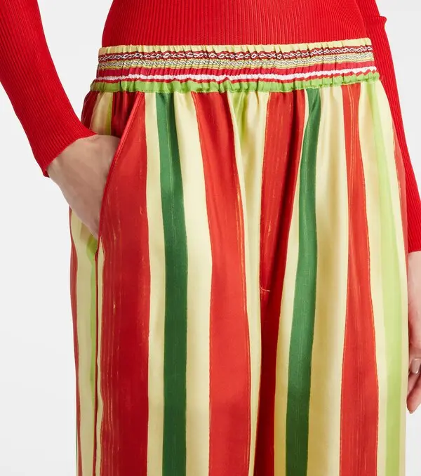 Dolce & Gabbana High-rise Striped Silk Palazzo Pants
