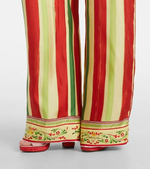 Dolce & Gabbana High-rise Striped Silk Palazzo Pants