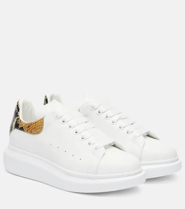 Alexander McQueen Oversized Snake-effect Leather Sneakers - White