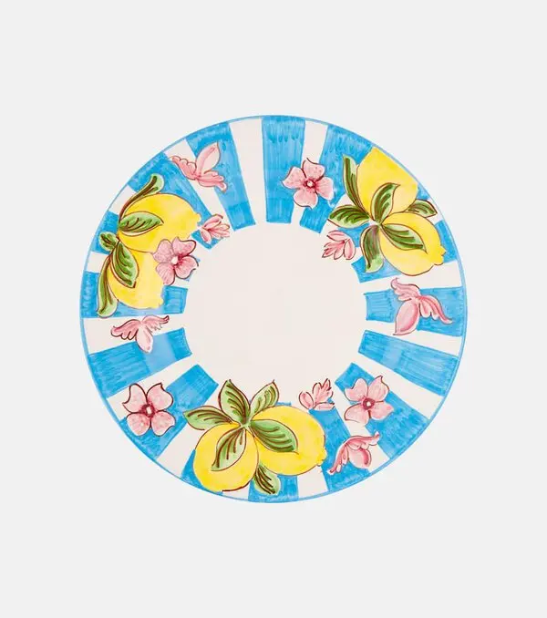 Dolce & Gabbana Taormina Striped Ceramic Dessert Plate - Blue