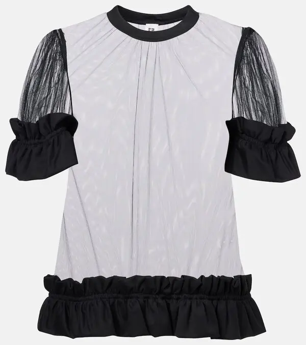 Noir Kei Ninomiya Sheer Tulle Top - Black