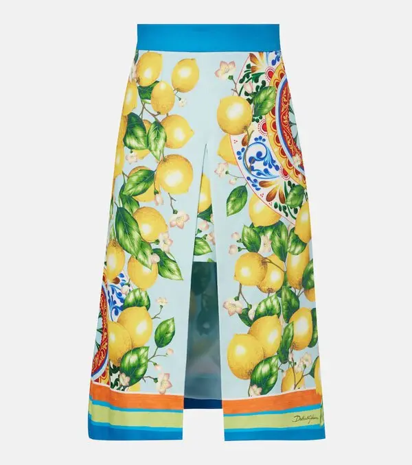 Dolce & Gabbana Layered Printed Cotton-blend Midi Skirt - Multicoloured
