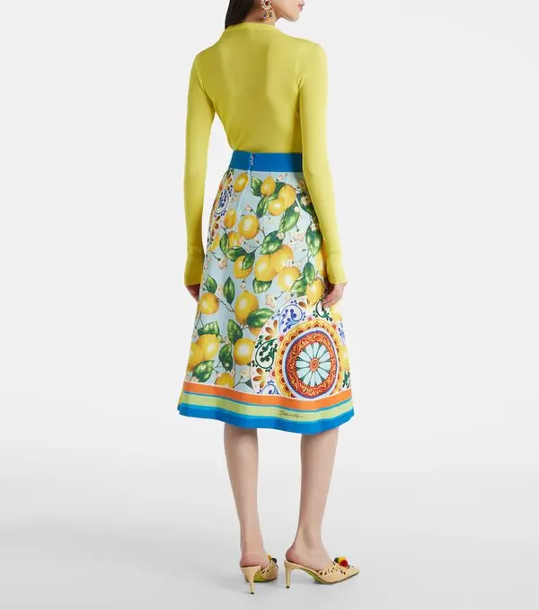 Dolce & Gabbana Layered Printed Cotton-blend Midi Skirt