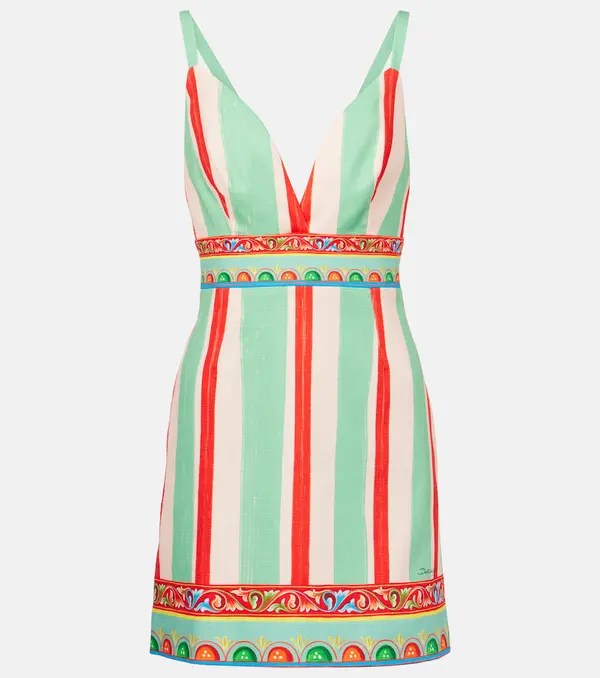 Dolce & Gabbana Taormina Striped Cotton-blend Minidress - Multicoloured