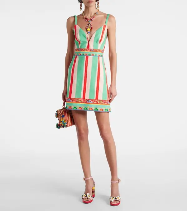Dolce & Gabbana Taormina Striped Cotton-blend Minidress