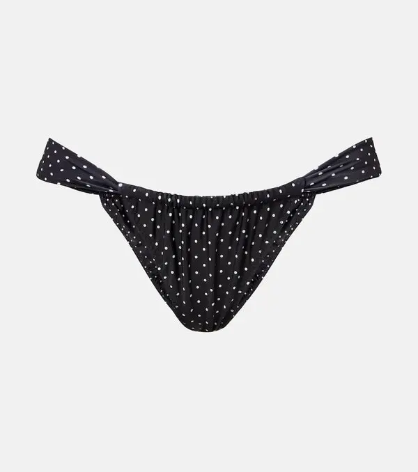 SAME Polka-dot Ruched Bikini Bottom - Black