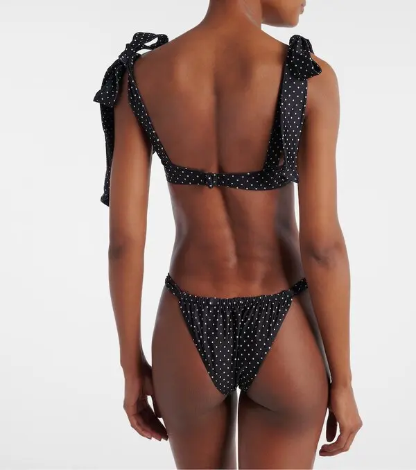 SAME Polka-dot Ruched Bikini Bottom - Black