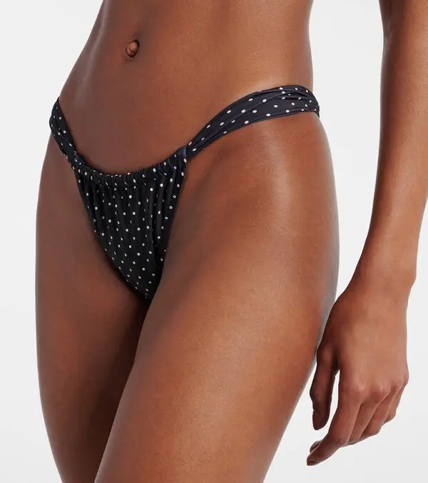 SAME Polka-dot Ruched Bikini Bottom - Black