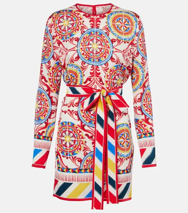 Dolce & Gabbana Belted Printed Silk Top - Multicoloured