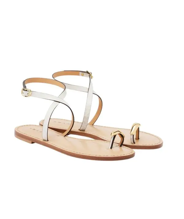 AMANU Kigali Embellished Leather Sandals - Beige