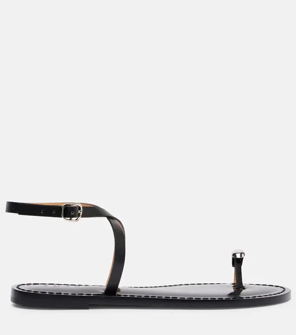 AMANU Kigali Embellished Leather Sandals - Black