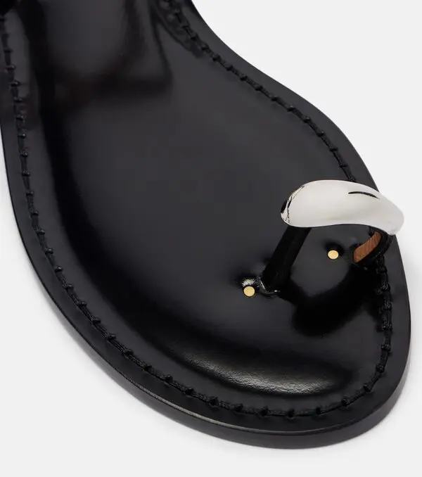 AMANU Kigali Embellished Leather Sandals - Black