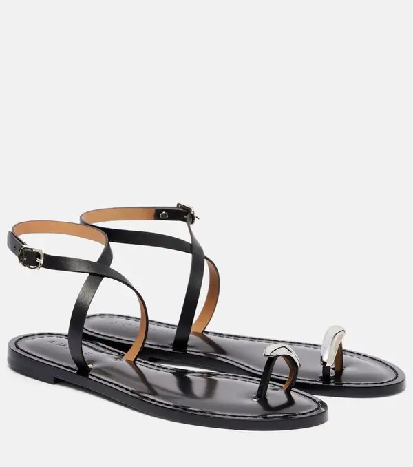 AMANU Kigali Embellished Leather Sandals - Black