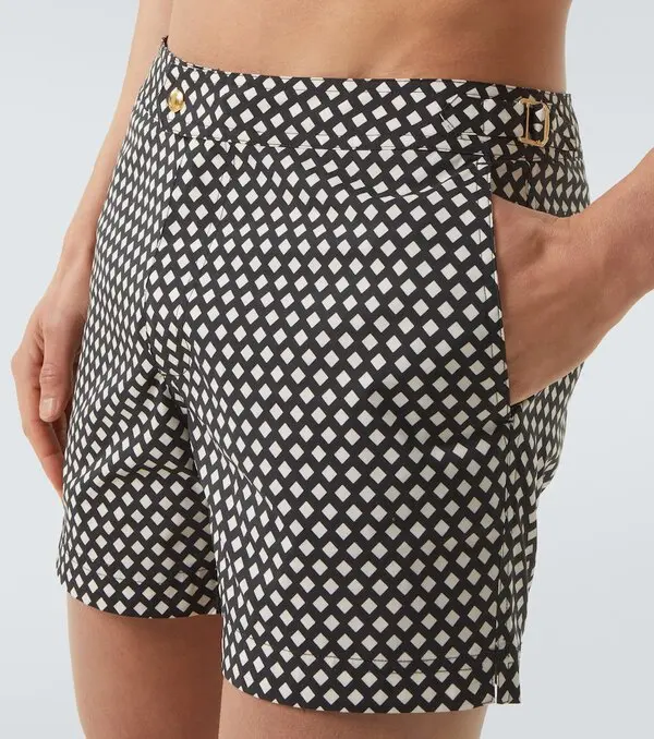 TOM FORD Checked Swim Trunks - Black