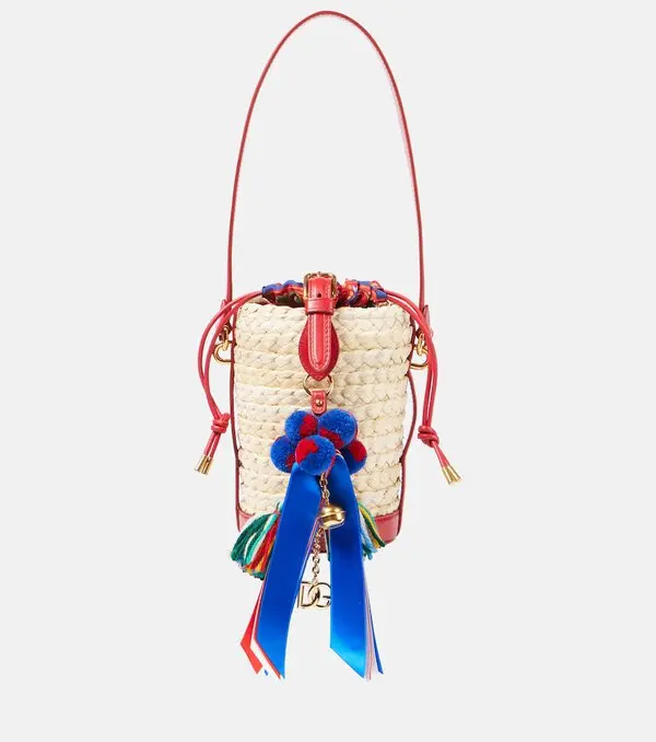 Dolce & Gabbana Taormina Carla Medium Raffia Bucket Bag - Neutrals