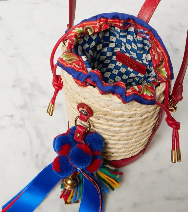 Dolce & Gabbana Taormina Carla Medium Raffia Bucket Bag - Neutrals