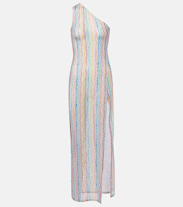 Missoni Zigzag Sheer One-shoulder Maxi Dress - Multicoloured