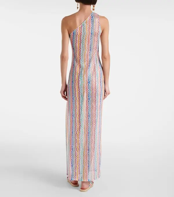 Missoni Zigzag Sheer One-shoulder Maxi Dress
