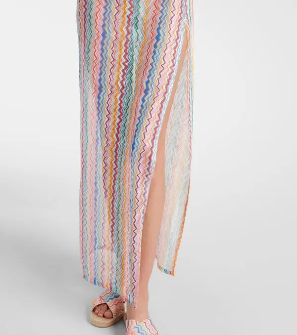 Missoni Zigzag Sheer One-shoulder Maxi Dress