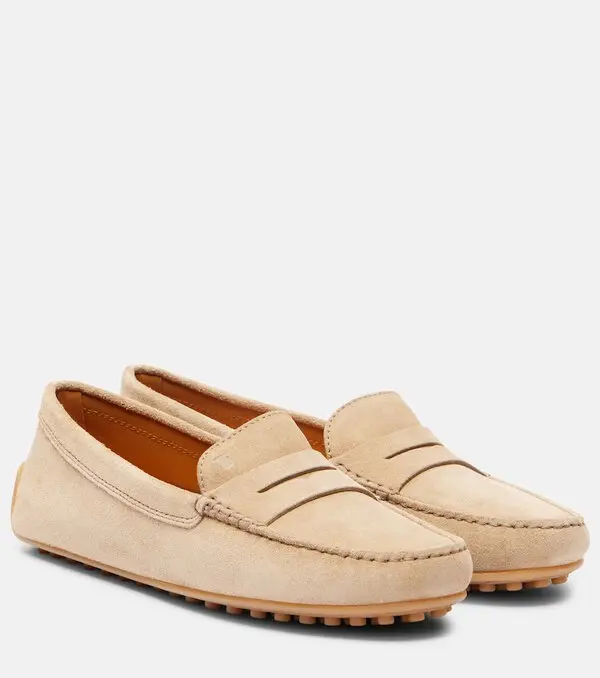 TOD'S Gommino Bubble Suede Driving Shoes - Beige