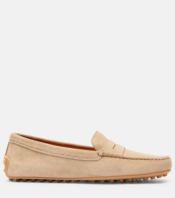 TOD'S Gommino Bubble Suede Driving Shoes - Beige