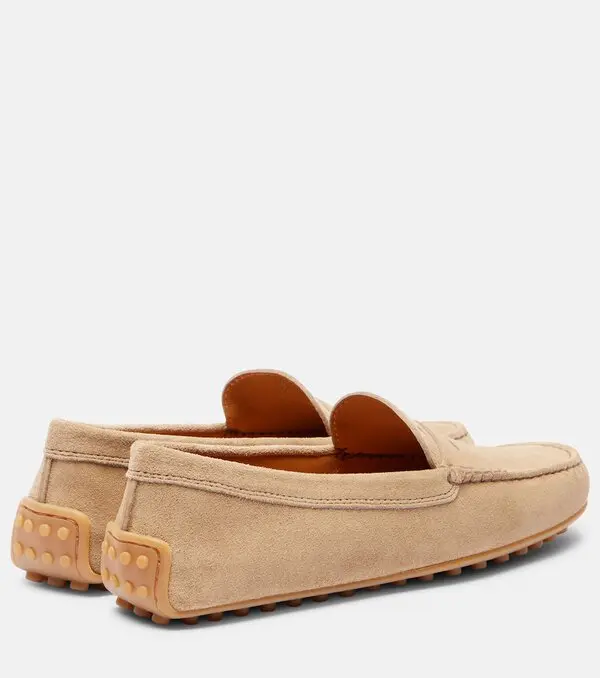 TOD'S Gommino Bubble Suede Driving Shoes Rosso India - Beige
