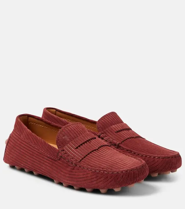 TOD'S Gommino Bubble Suede Driving Shoes - Red