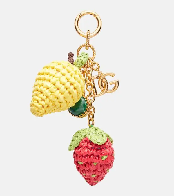 Dolce & Gabbana Raffia-trimmed Keychain - Multicoloured