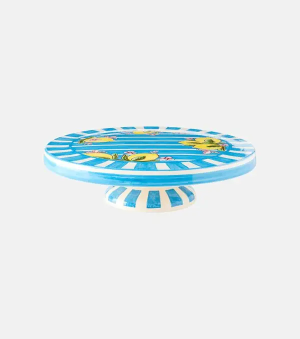 Dolce & Gabbana Taormina Striped Ceramic Cake Stand - Blue