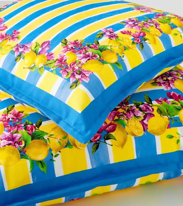 Dolce & Gabbana Taormina Striped Cotton Cushion - Blue