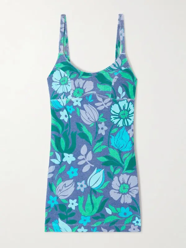 Chloé Printed Cotton-jersey Mini Dress