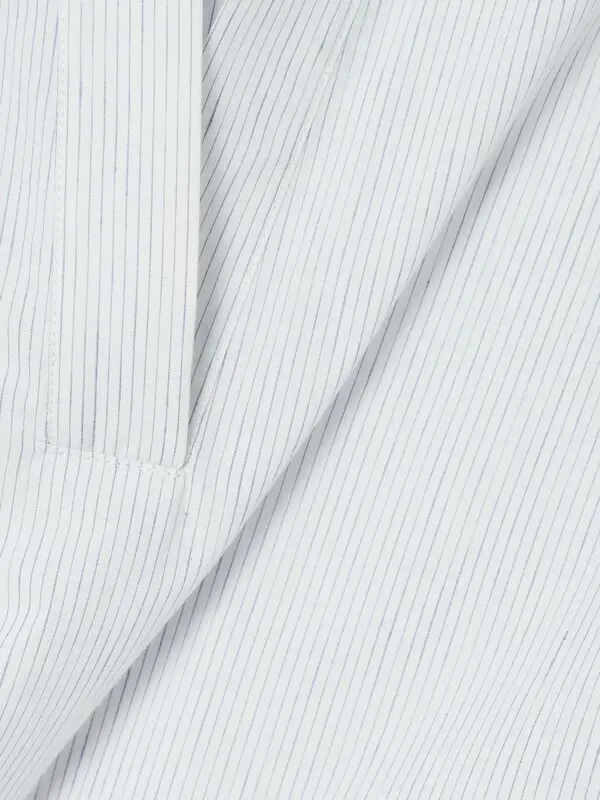 FRAME Pinstriped Cotton And Linen-blend Blouse - Blue