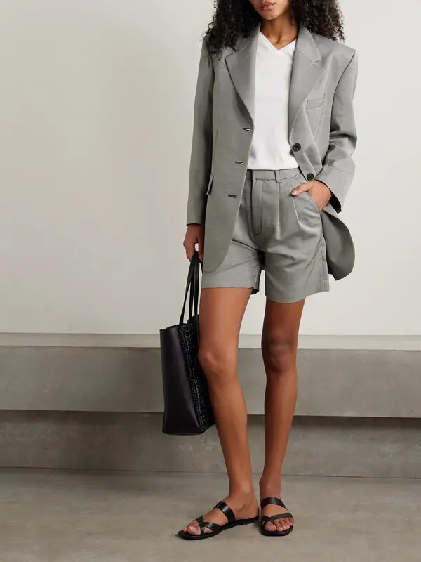ANINE BING Sara Houndstooth Wool-blend Blazer