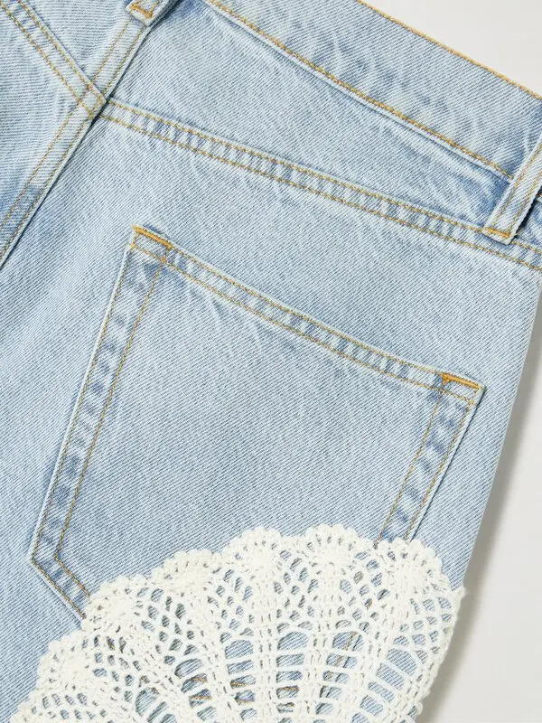 FRAME Appliquéd Cropped High-rise Straight-leg Jeans