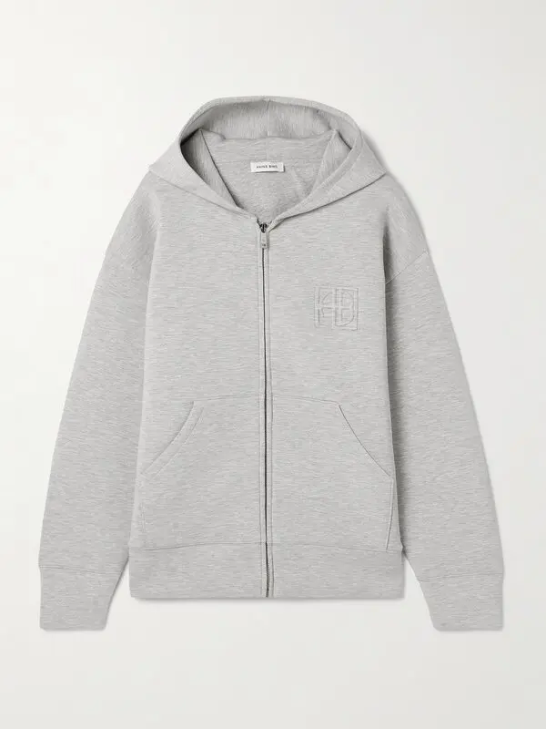 ANINE BING Embossed Stretch-jersey Hoodie