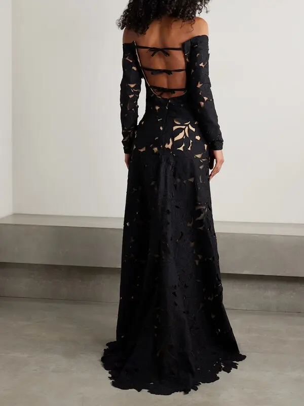 Costarellos Kasia Off-the-shoulder Corded Lace Gown