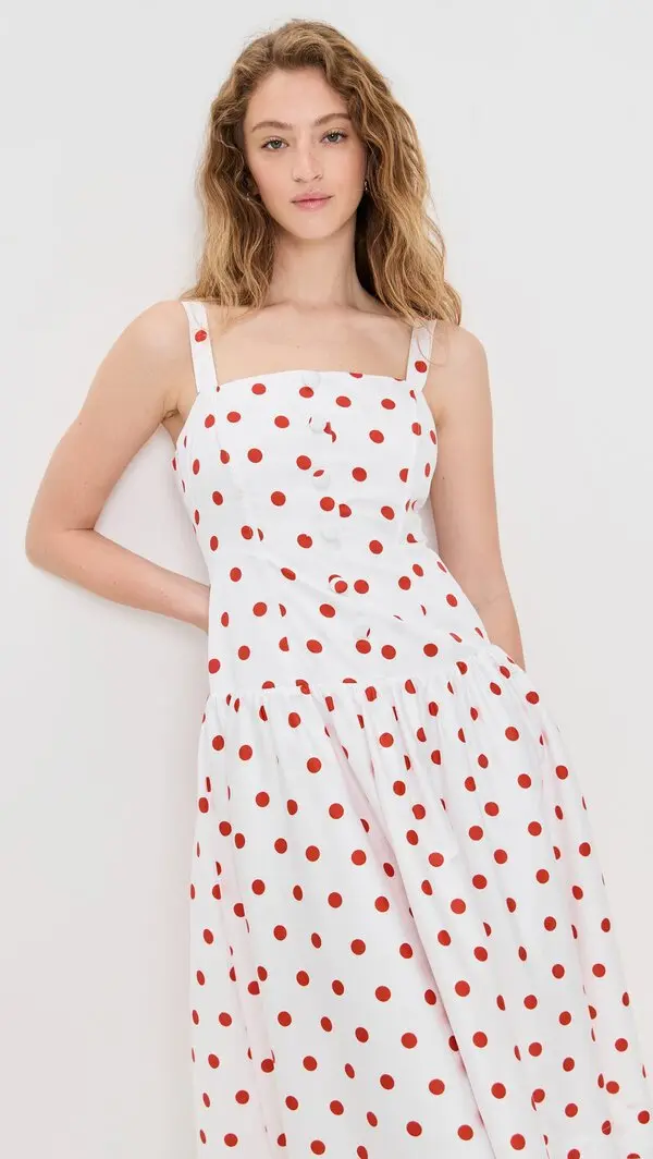For Love & Lemons Polka-Dot Print Midi Dress In White - 60% Off |  Editorialist