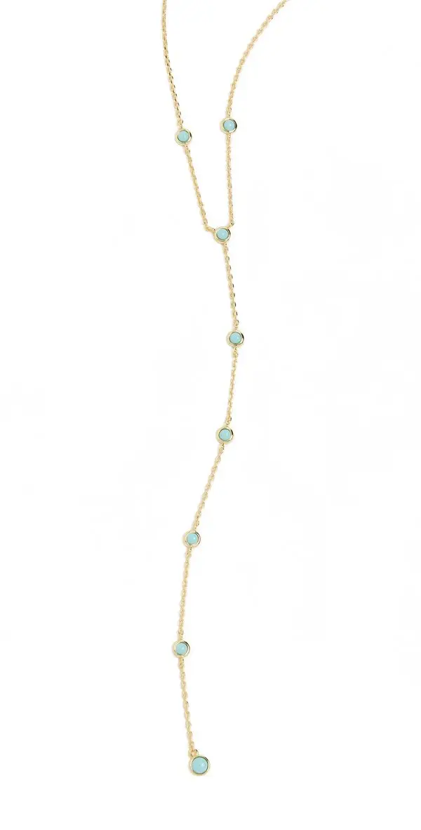 BY ADINA EDEN Scattered Bezel Lariat Necklace - Turquoise