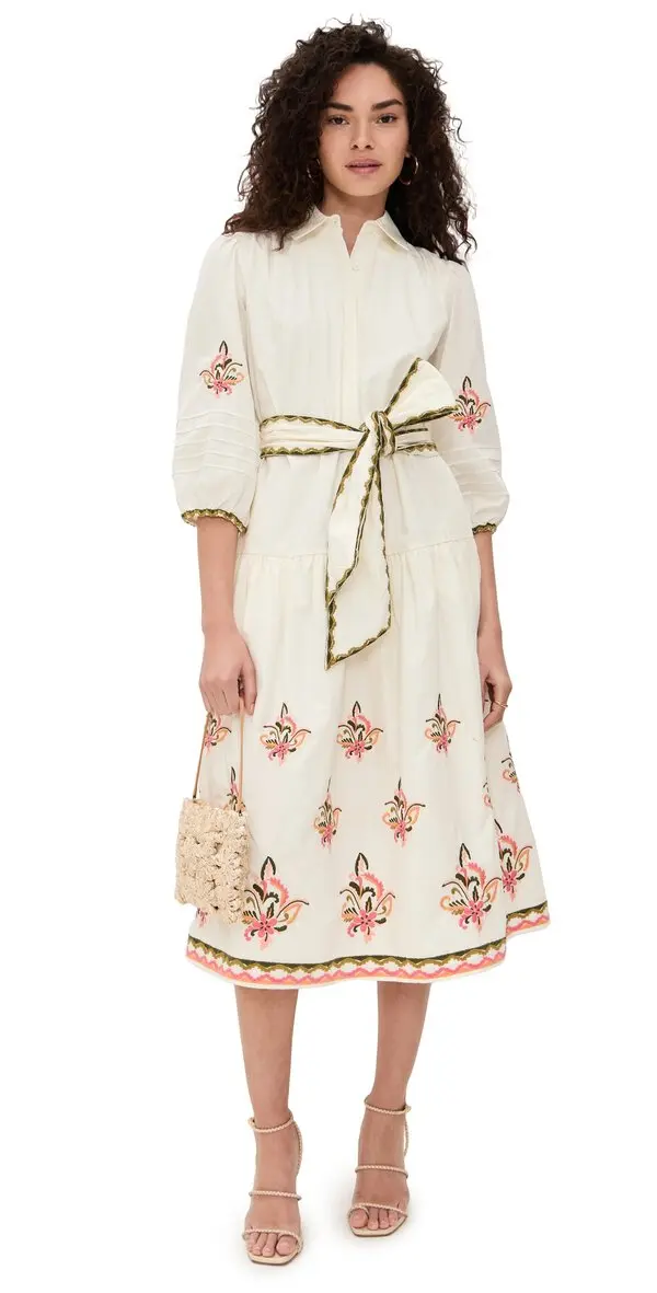 Paisley Embroidered Poplin Dress