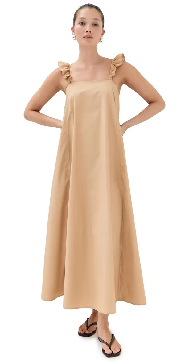 LE BOP Yvonne Ruffle Strap Dress - Tan