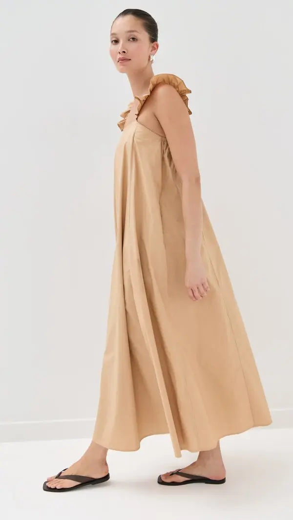 LE BOP Yvonne Ruffle Strap Dress - Tan