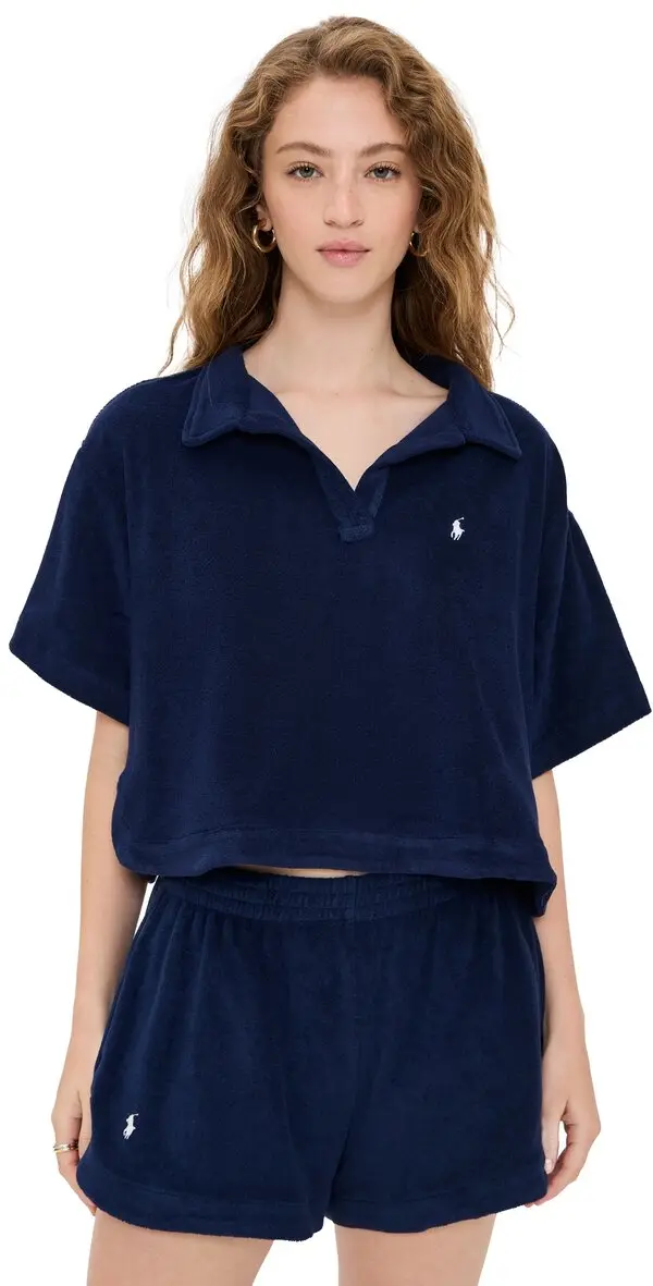 Polo Ralph Lauren Terry Collar Shirt & Short Set - Navy