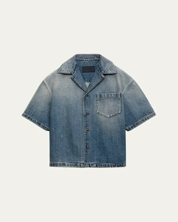 Prada Denim Boxy-fit Bowling Shirt