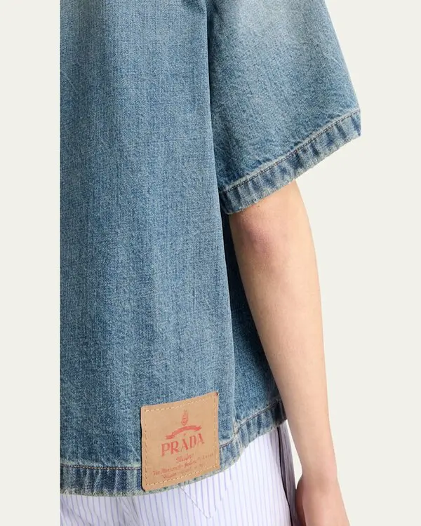 Prada Denim Boxy-fit Bowling Shirt
