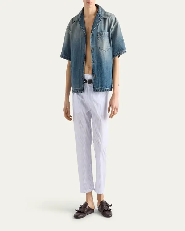 Prada Denim Boxy-fit Bowling Shirt