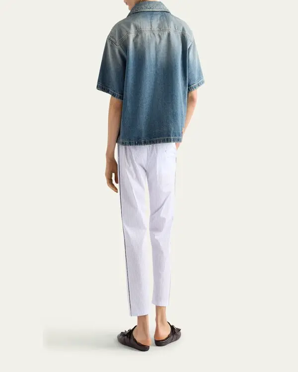Prada Denim Boxy-fit Bowling Shirt