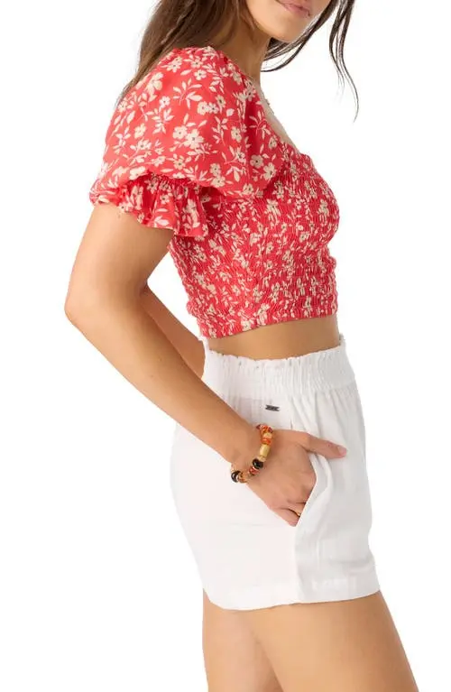 O'Neill Lorna Floral Smocked Crop Top