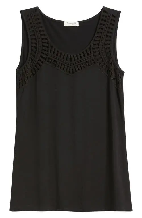 Loveappella Guipure Lace Accent Scoop Neck Tank