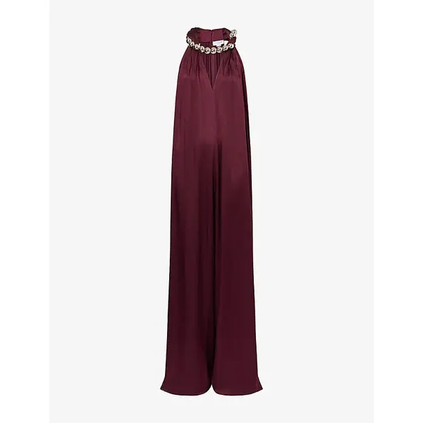 Stella McCartney Embellished Wide-leg Woven Jumpsuit - Bordeaux